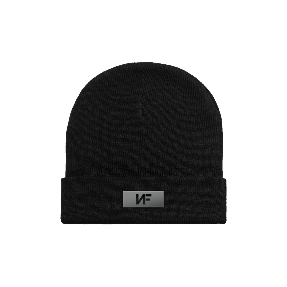 Grey Patch Black Logo Beanie | NFRealMusic